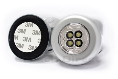 4 LED Push Lights Battery Stick on Touch Bright Cupboard Shed Camper ...